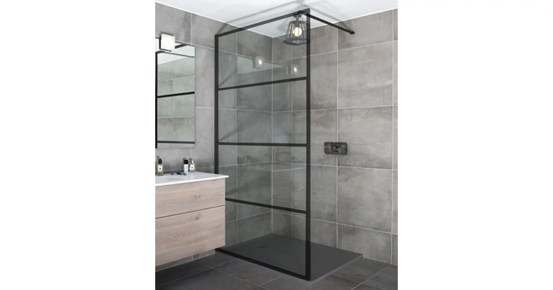PEREȚI DE DUȘ Walk-in Negru Perete de duș 50, 200cm, 8mm 485,00 RON WIB-500