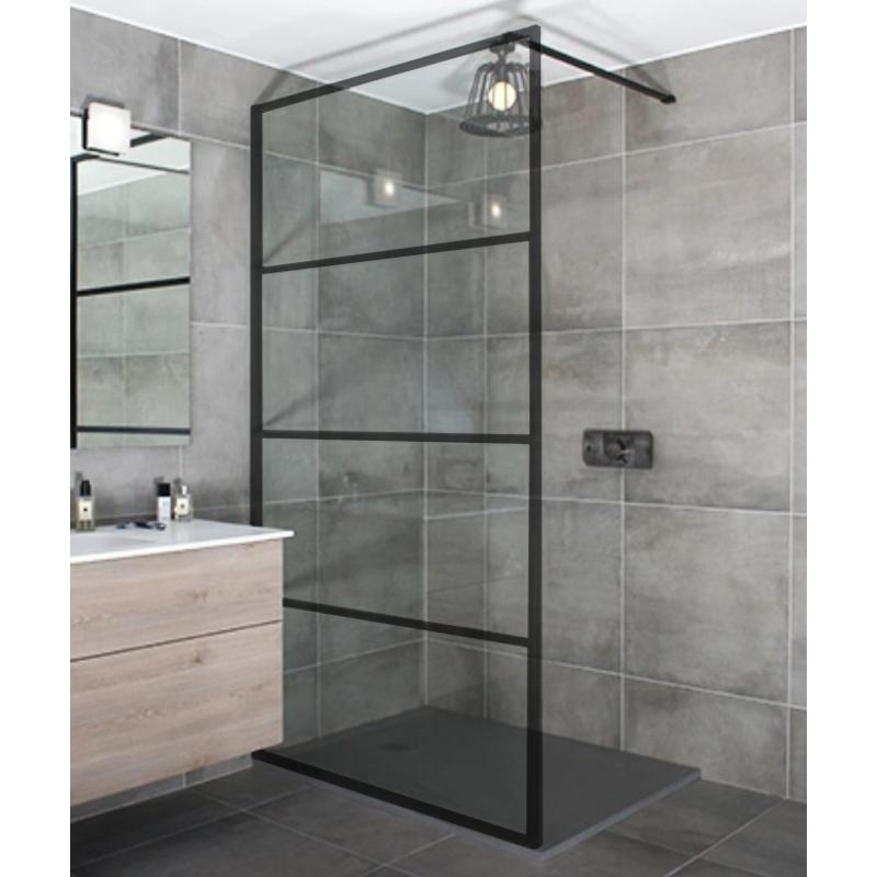 Walk-in Negru Perete de duș 50, 200cm, 8mm